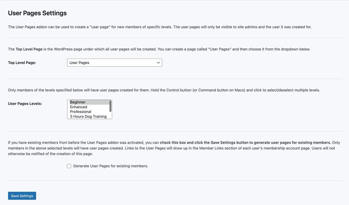 User Pages Add On For Personalized Member Content
