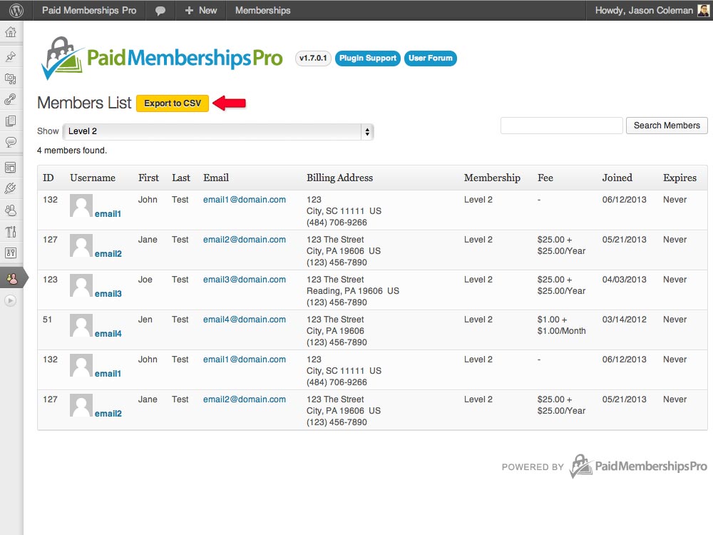 Screenshots | Paid Memberships Pro