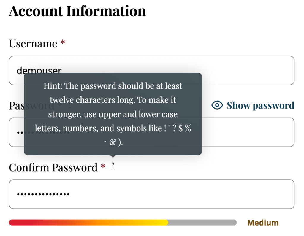 Require Strong Passwords Add On Plugin