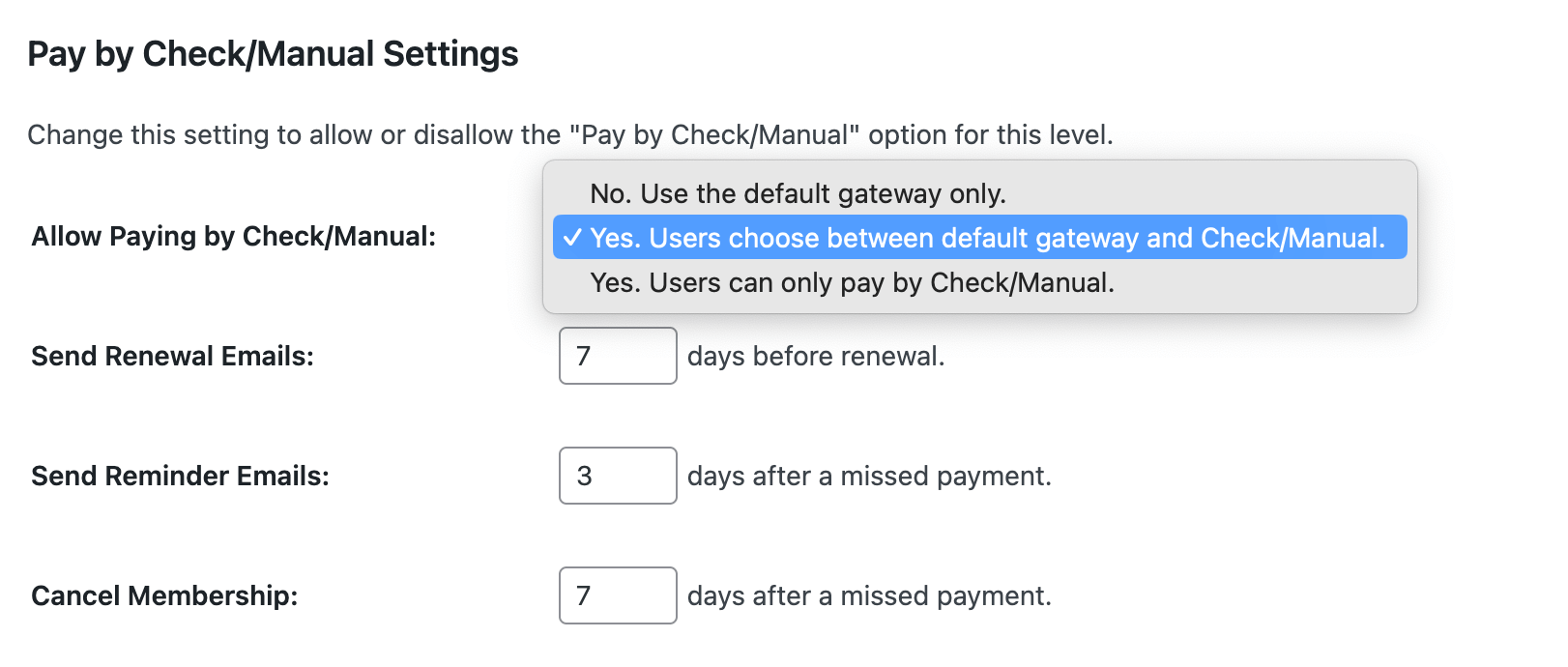 Pay By Check: Manual Payment Gateway Add On for PMPro
