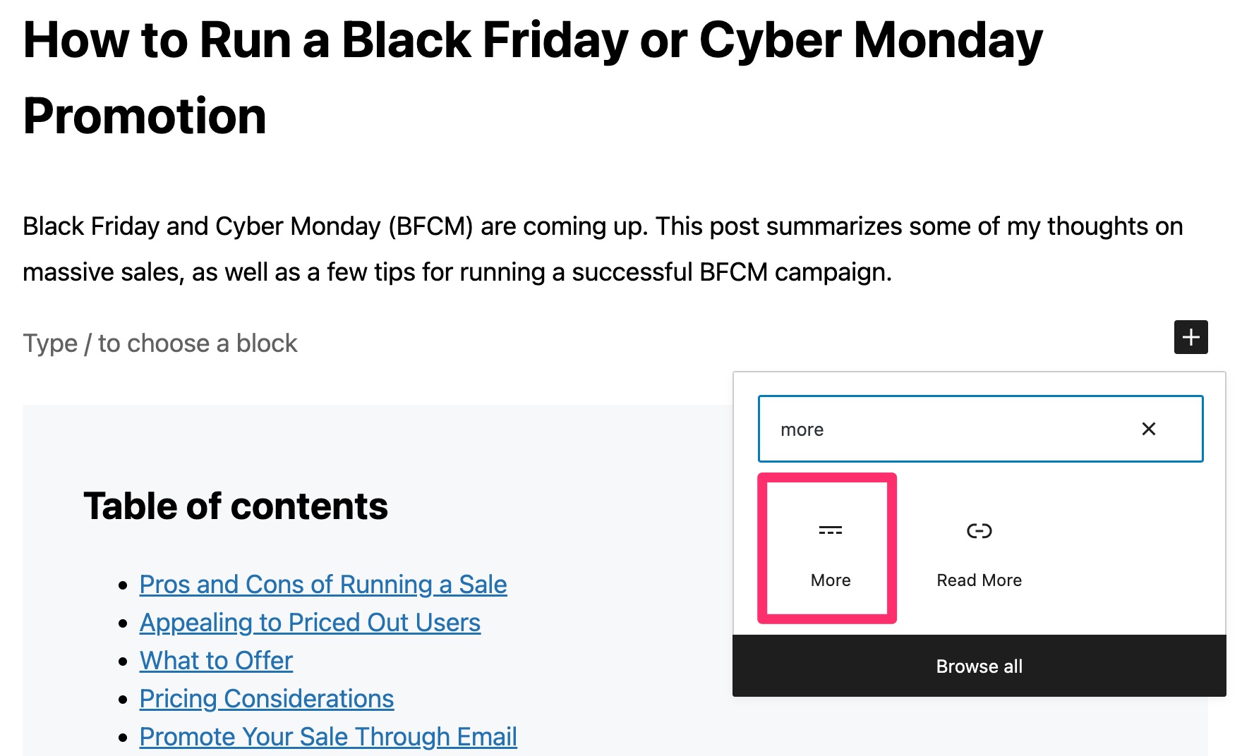 Using the "Read More" Block and Excerpts for Pages and Posts