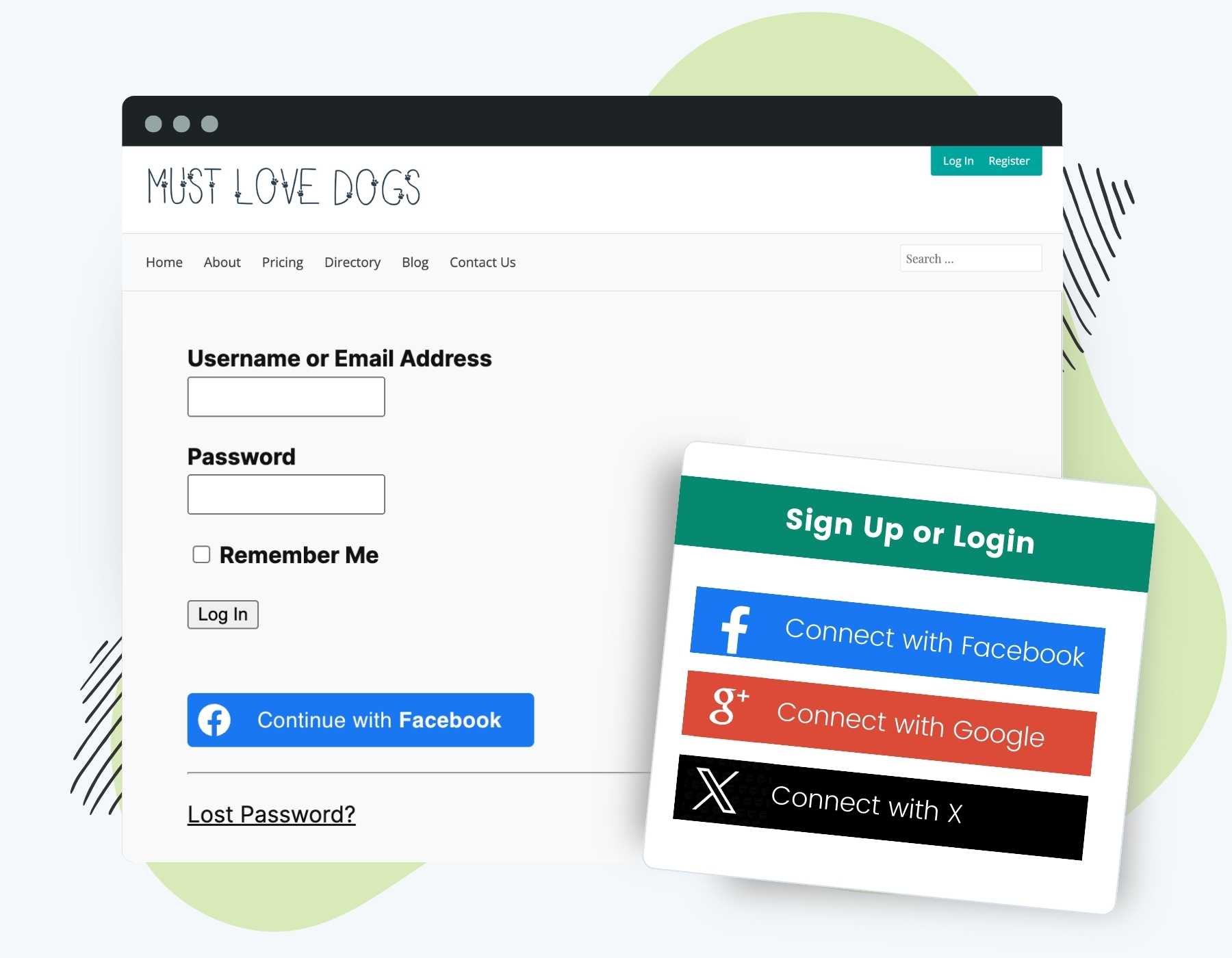 Social Login for Membership Site Checkout and Login