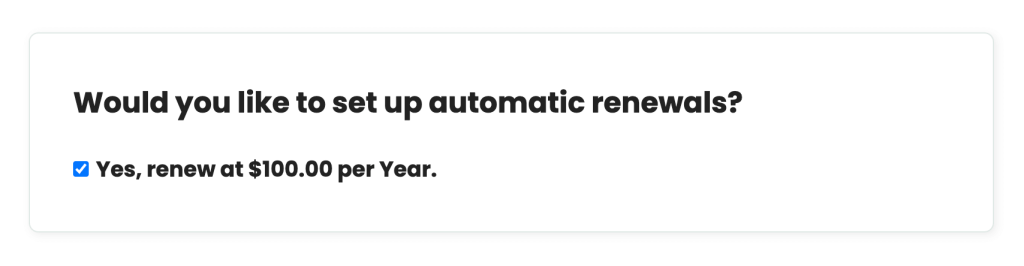 Auto-Renewal Checkbox Add On For Optional Recurring Payments