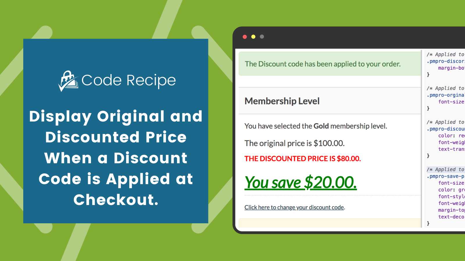 Display Original and Discounted Price at Checkout