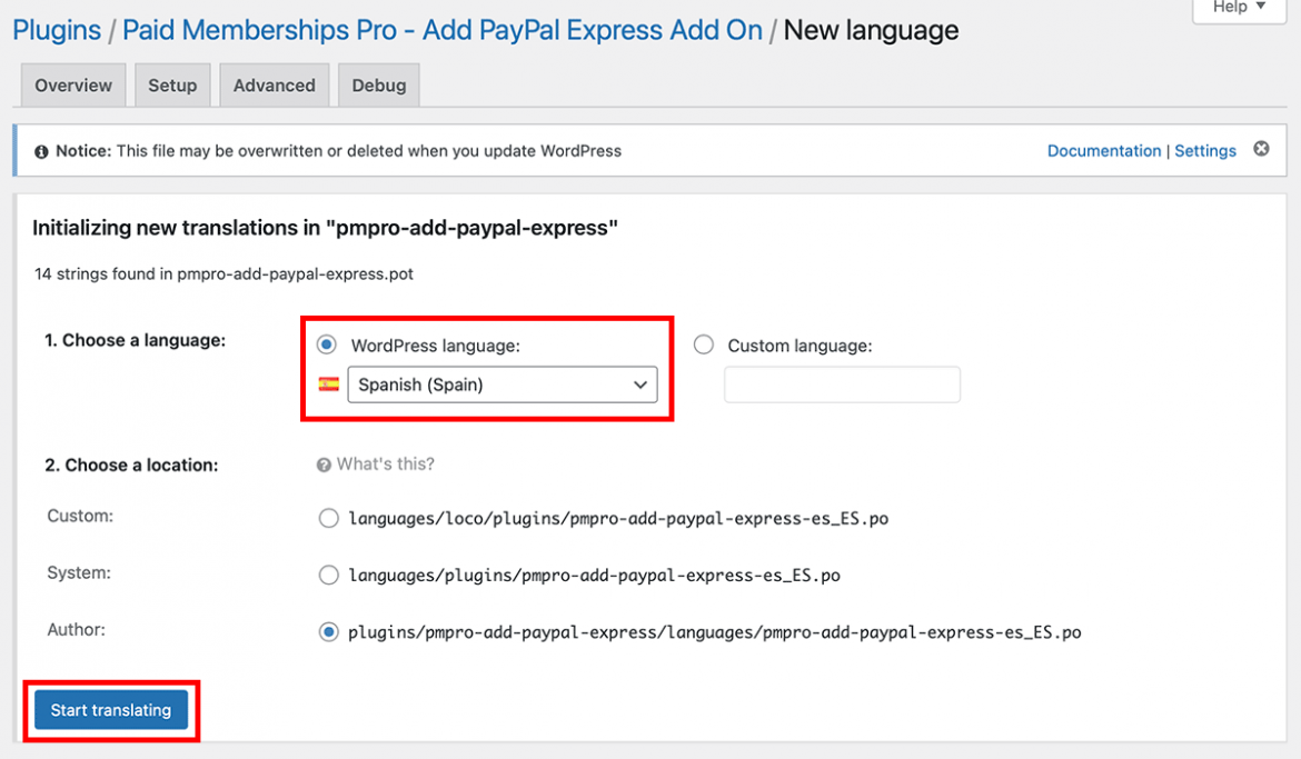 Translating Text Using Loco Translate