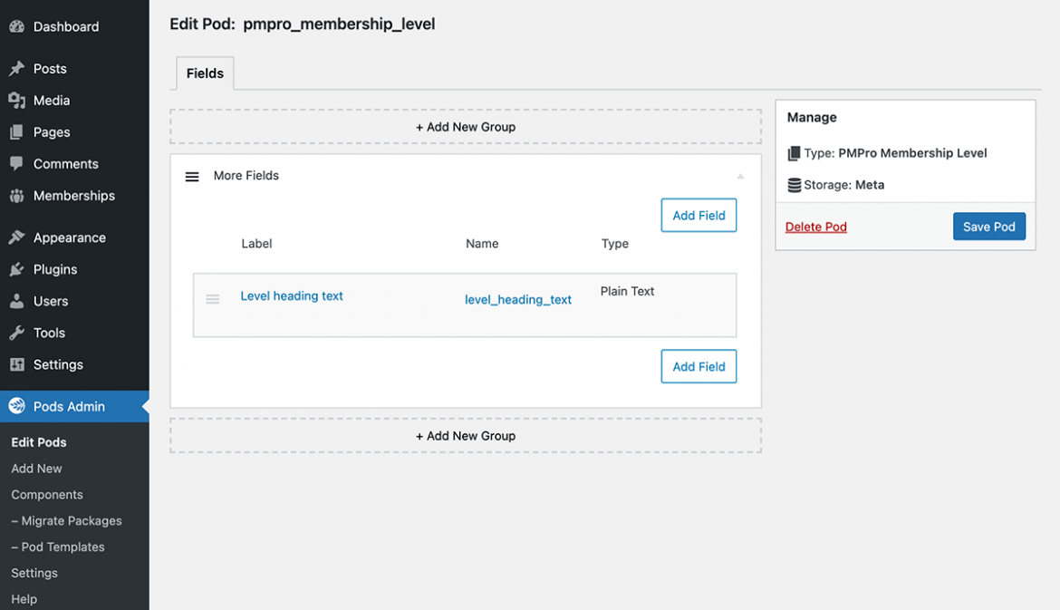 Pods Integration Add On Plugin