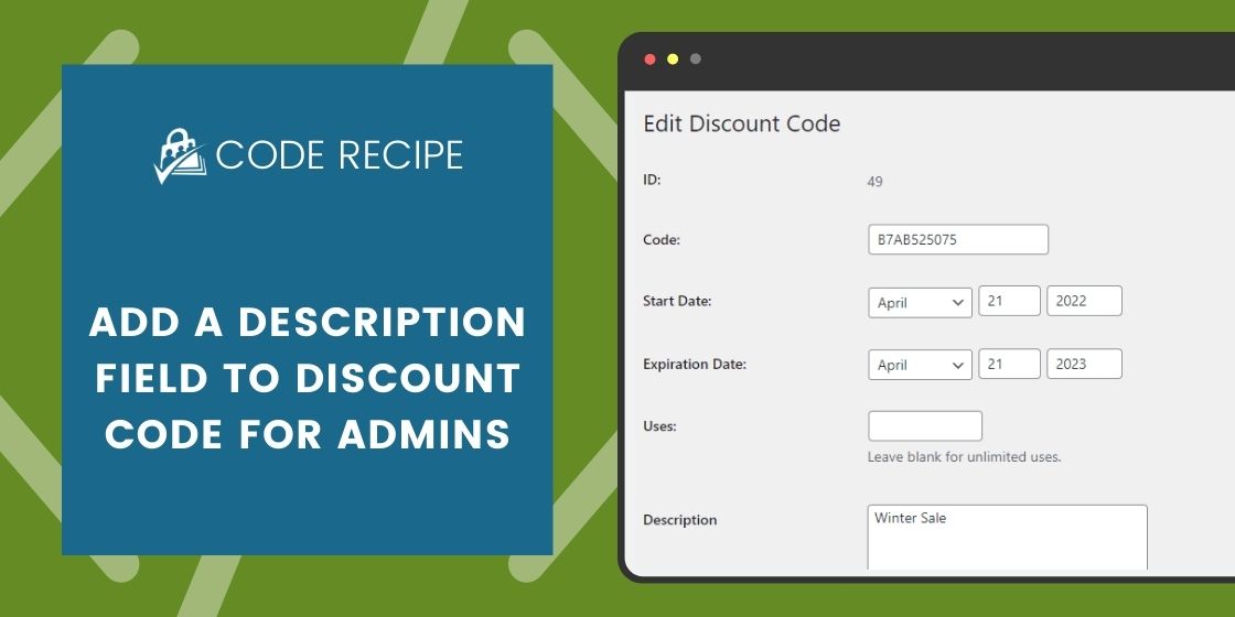Add a Description Field to Discount Code for Admins