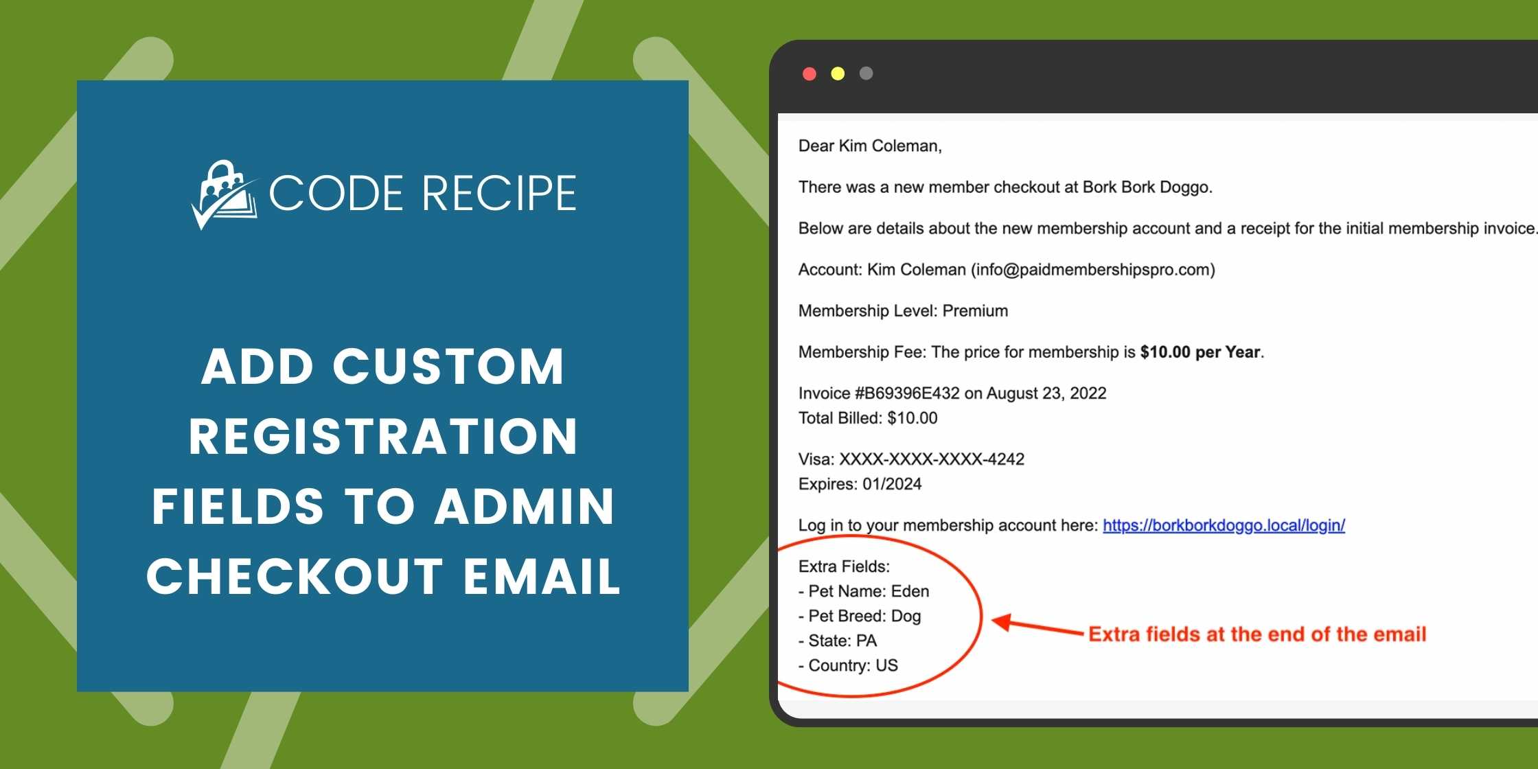 Code Recipe: Custom Registration Fields for Notification Email