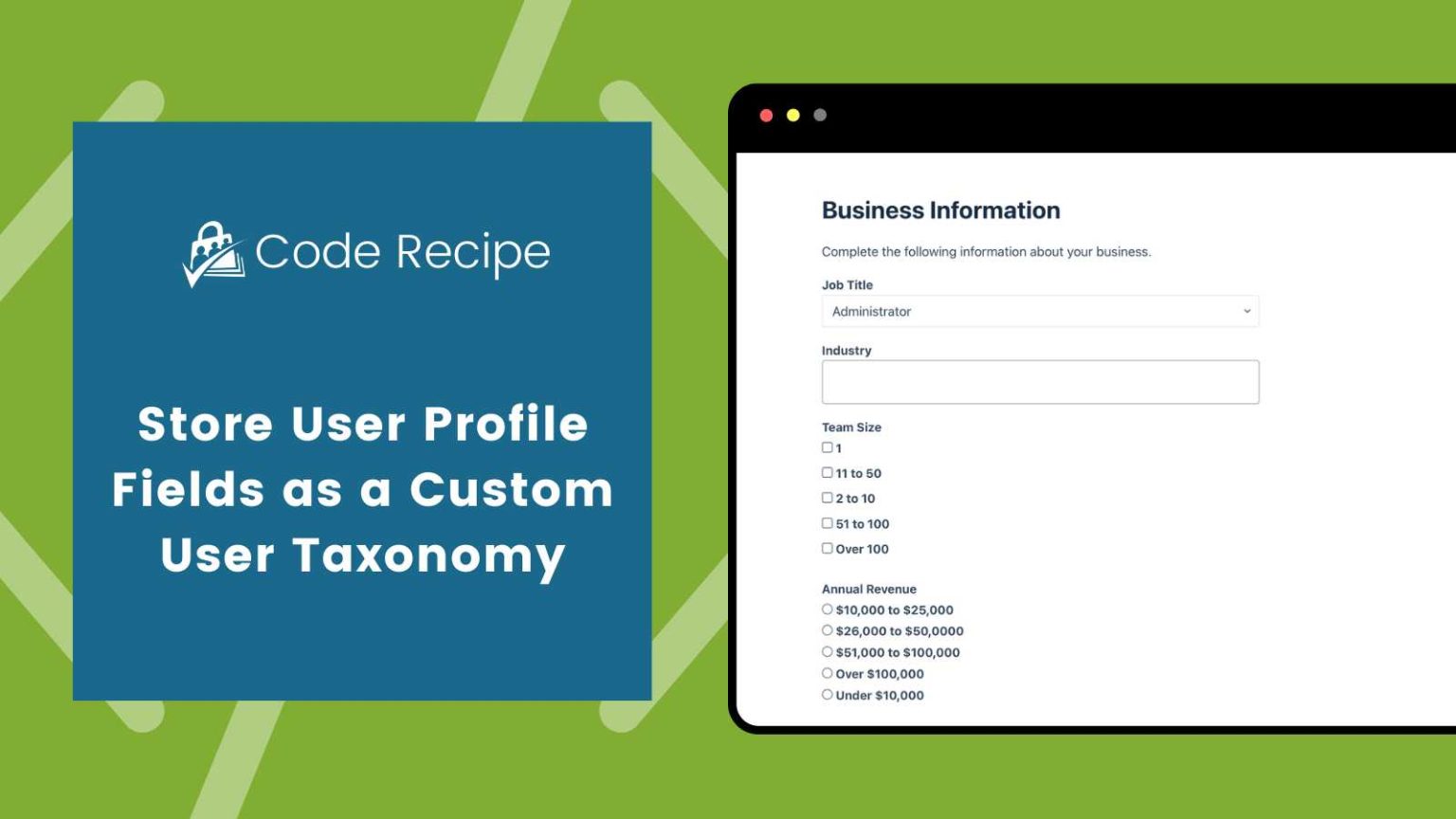How to Store User Profile Fields in a Custom User Taxonomy