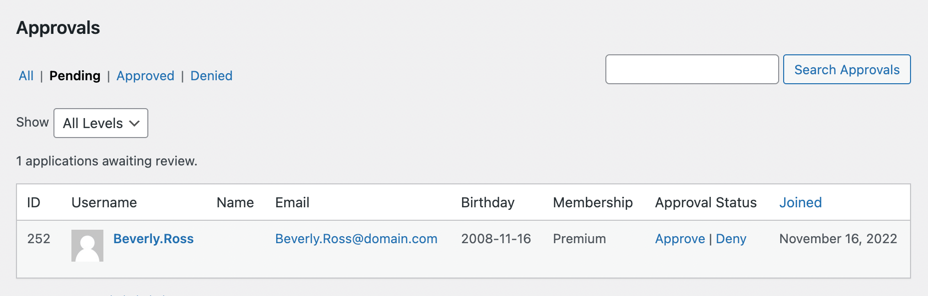 Add Application Fields to Approvals Dashboard in PMPro