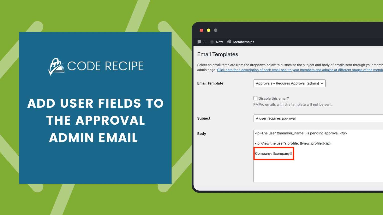 Add User Fields to the Approval Admin Email