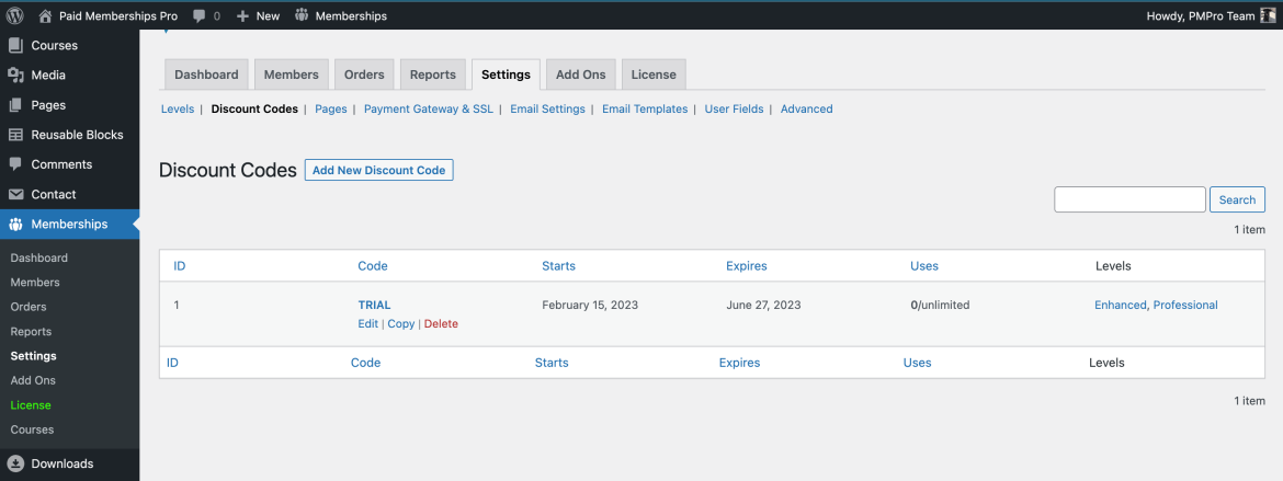 Discount Codes Documentation for WordPress Membership Sites