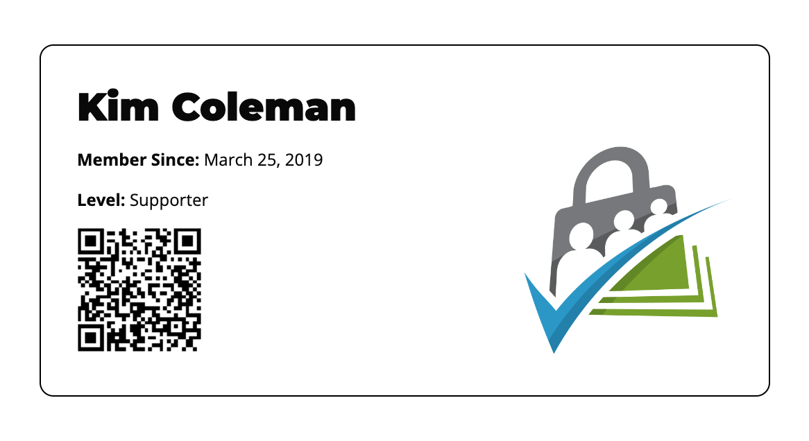 Membership Information on QR Code Membership Card