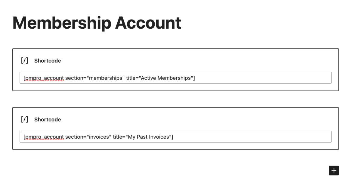 Paid Memberships Pro Page Shortcodes
