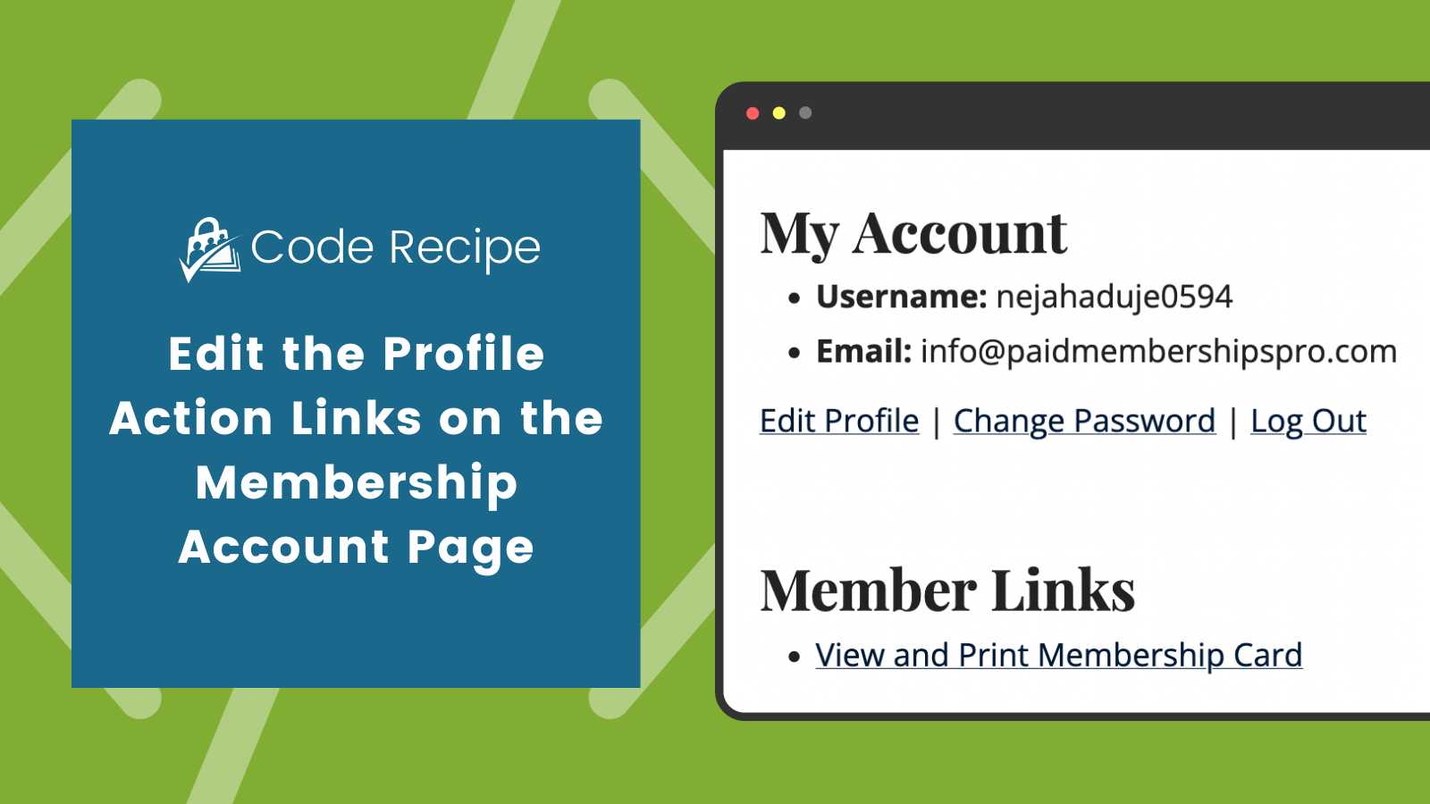 Edit or Hide Profile Action Links on the Membership Account Page