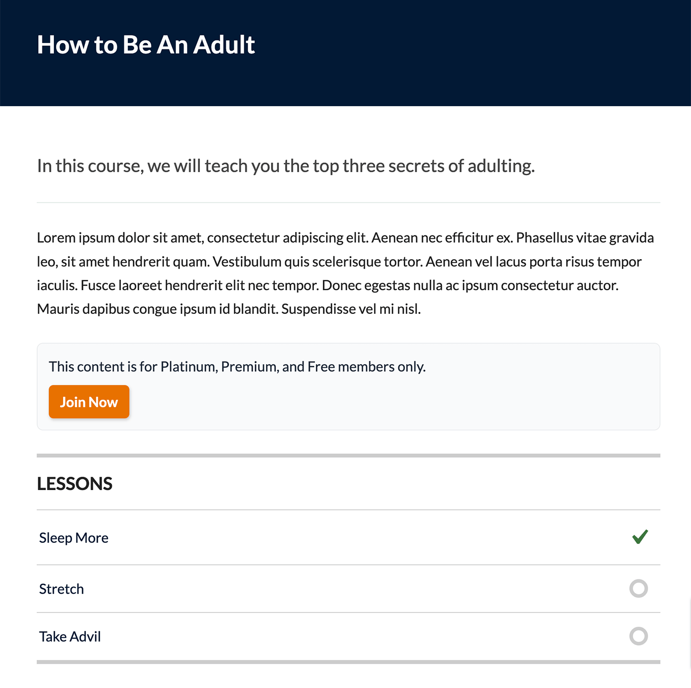 Remove Lesson List for Courses with PMPro's Course Module