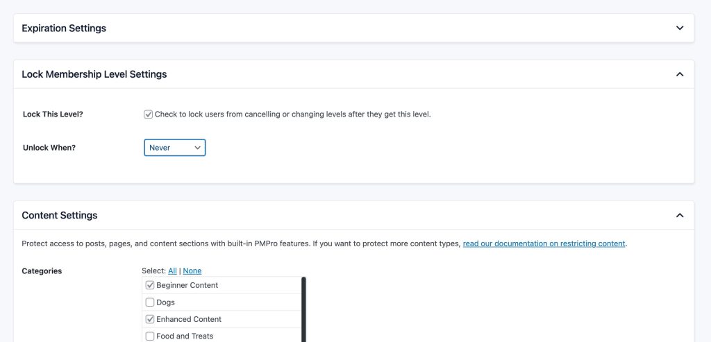Lock Membership Level Add On Plugin