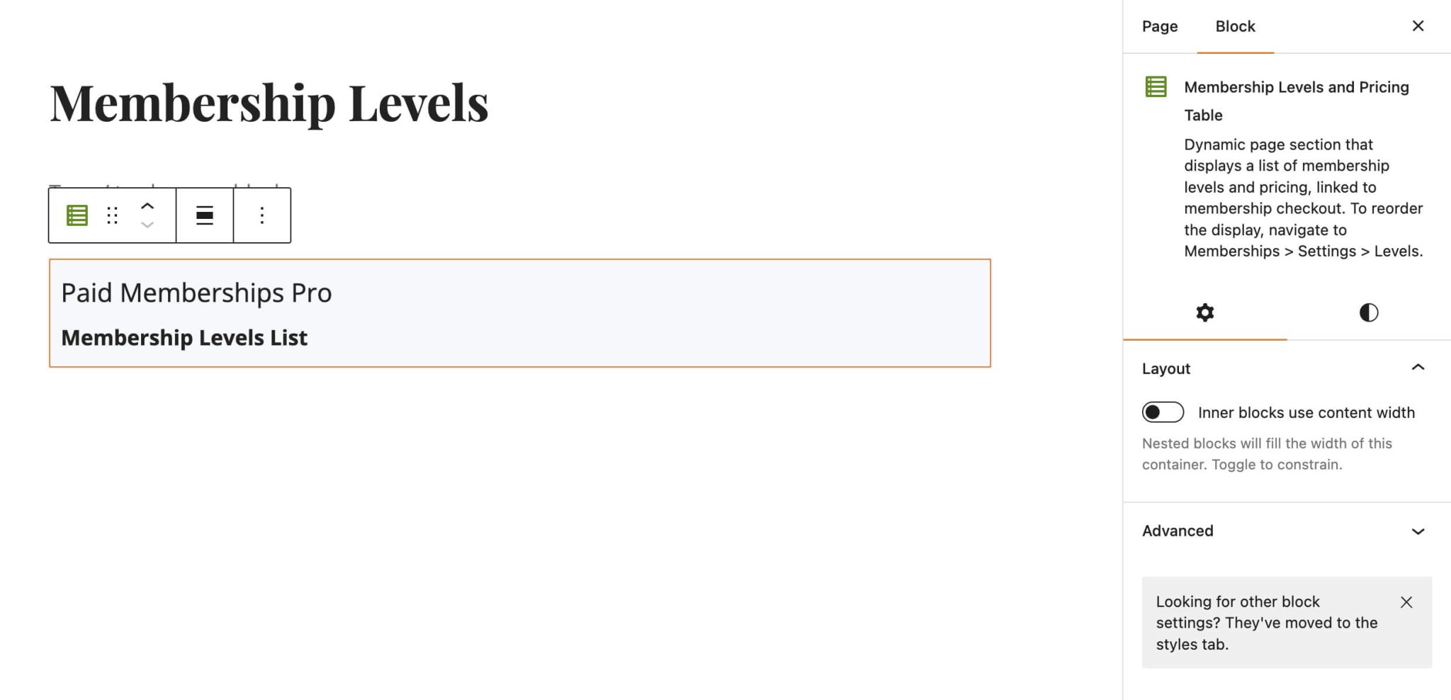 Documentation on the Sales and Pricing Page for Membership Levels