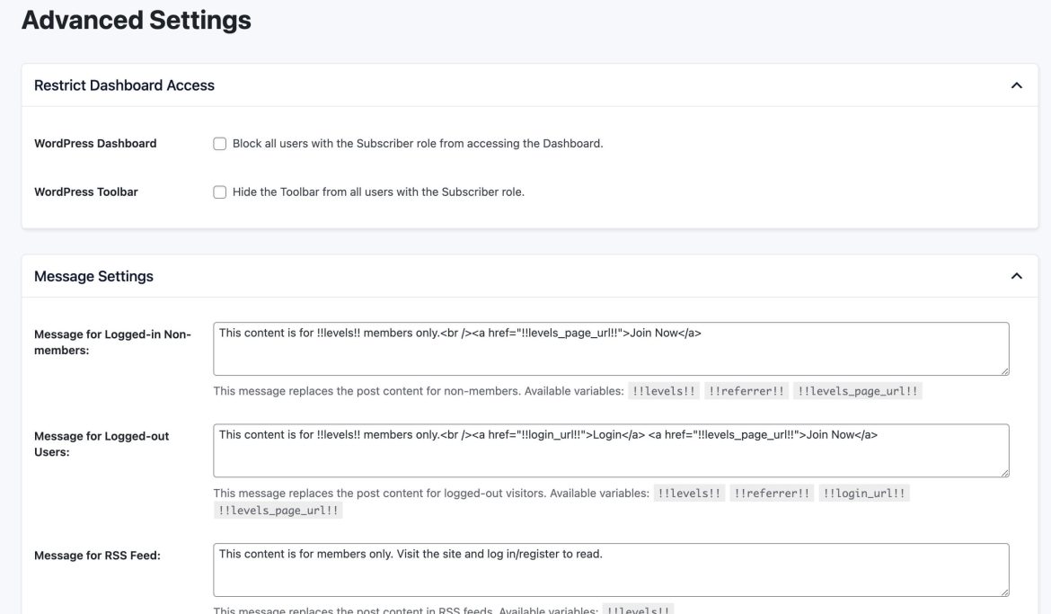 Screenshots of Plugin Admin Pages, Settings, and Reports