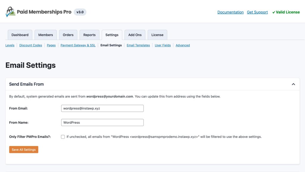 Screenshots of Plugin Admin Pages, Settings, and Reports