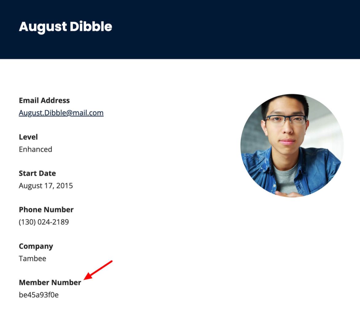 Unique Membership Numbers: Generating and Displaying