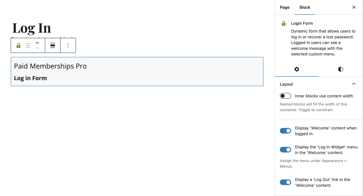 Paid Memberships Pro Frontend Plugin Page Blocks