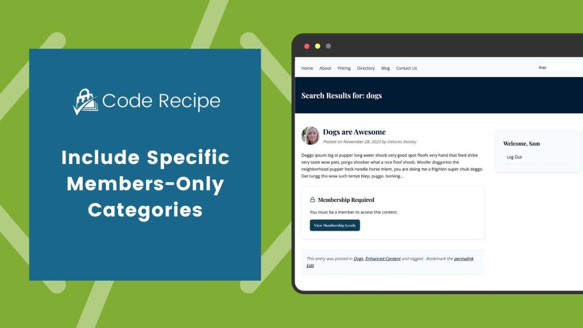 Code Recipe Posts for Extending Your Membership Site