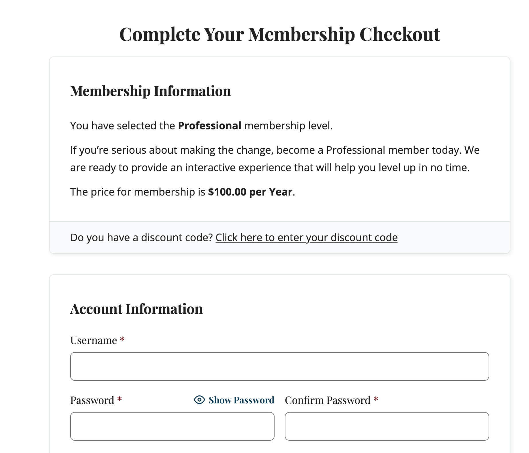 Membership Checkout with PMPro