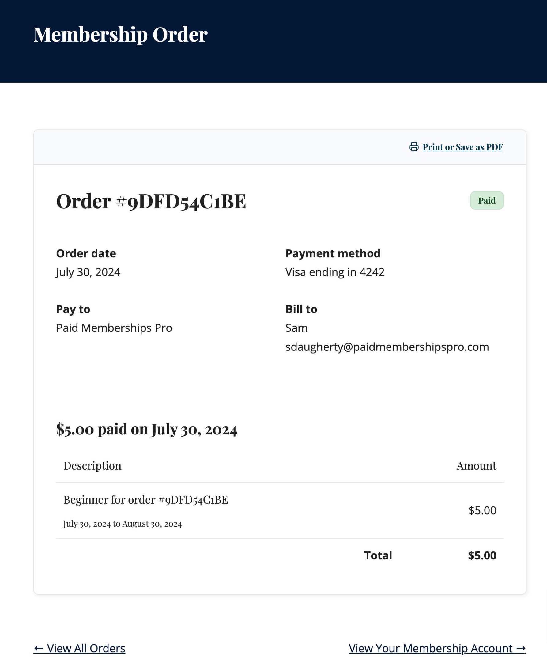 Membership Order Page Documentation