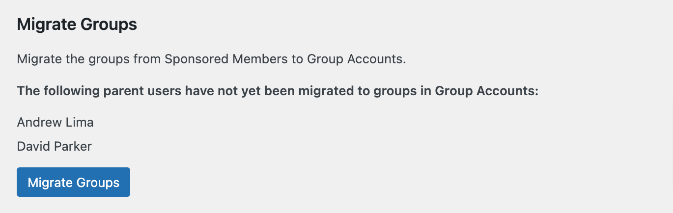 Migrate Sponsored Members Data to Group Accounts Add On