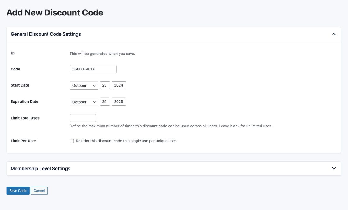 Discount Codes Documentation for WordPress Membership Sites