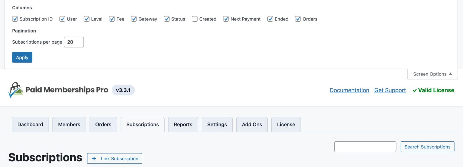 Paid Memberships Pro Subscriptions