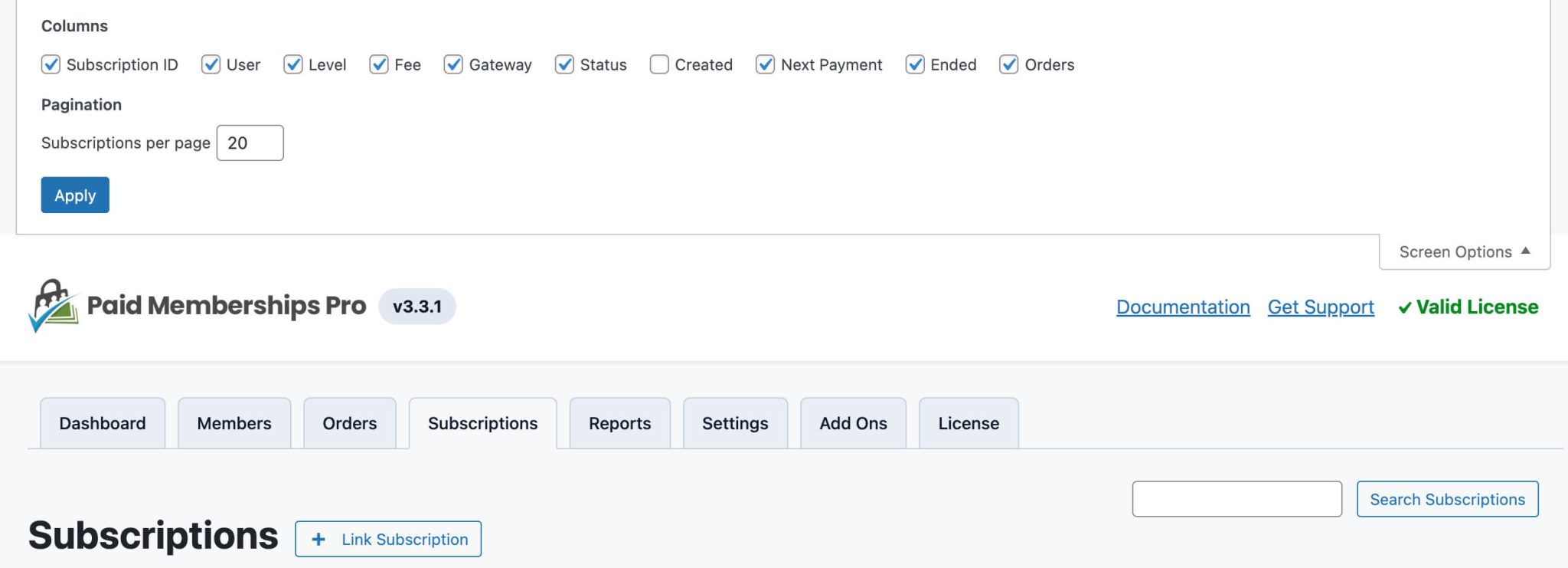 Paid Memberships Pro Subscriptions