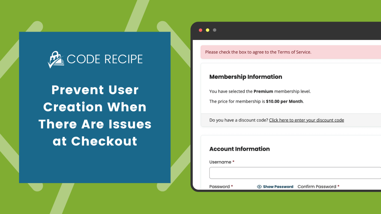 Prevent User Creation When There Are Issues in the Checkout Form