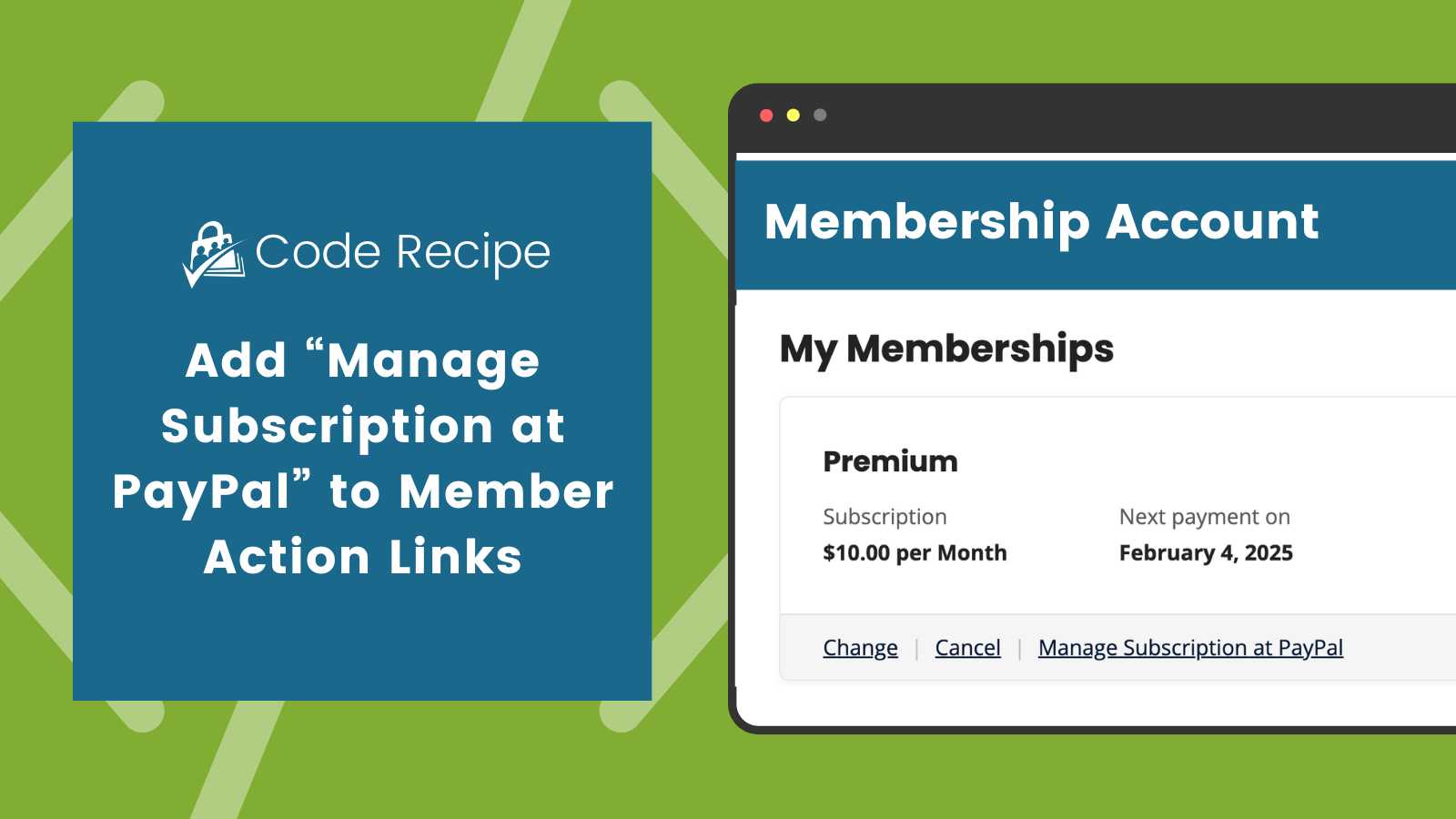 Add "Manage Subscription at PayPal" to Member Action Links