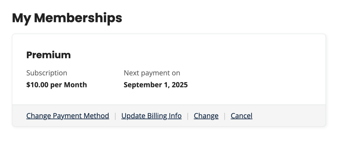 Let Members Change the Subscription Payment Method